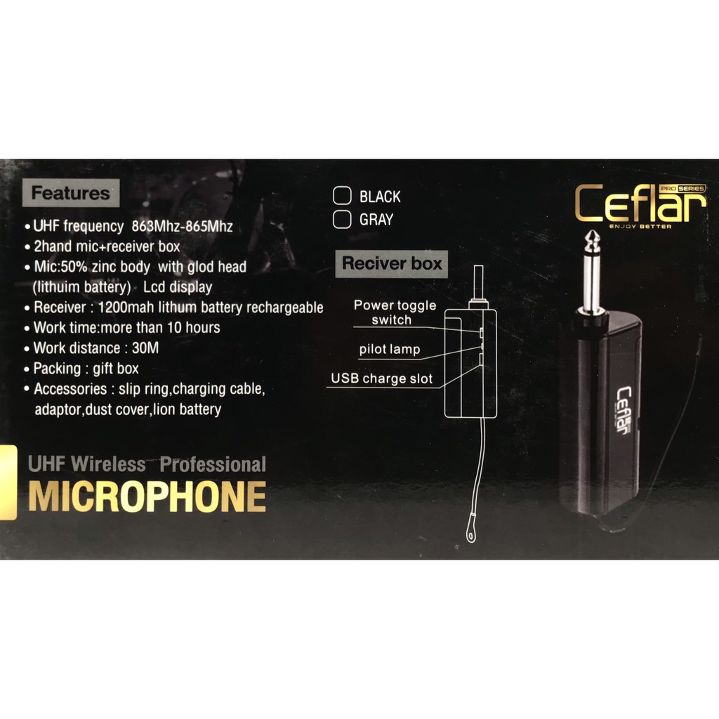 Ceflar CMQ-128 UHF Wirelwss Professional Microphone/à¹„à¸¡à¹‚à¸„à¸£à¹‚à¸Ÿà¸™à¹„à¸£à¹‰à¸ªà¸²à ...