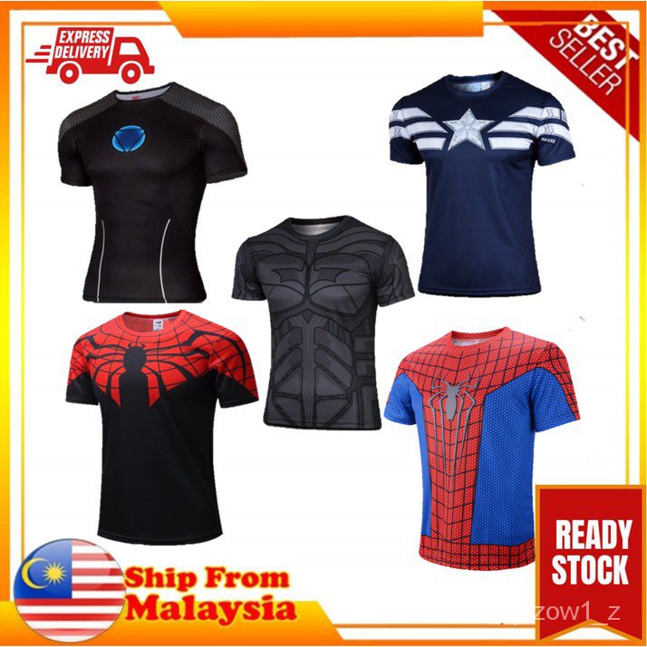 T SHIRT 3D GYM FIT MARVEL AVENGER IRONMAN SPIDERMAN PdRa | Shopee Thailand
