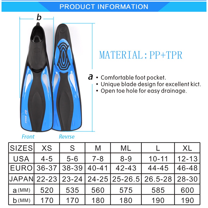 hotDiving Fins Dive Fin Snorkeling Frog Shoes Diving Equipment ...
