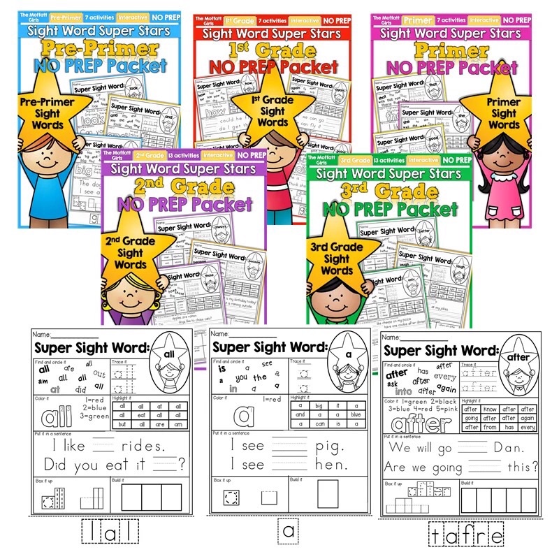 Sight Word Super Stars 220 High Frequency Word Practice A4 Paper 5 ...
