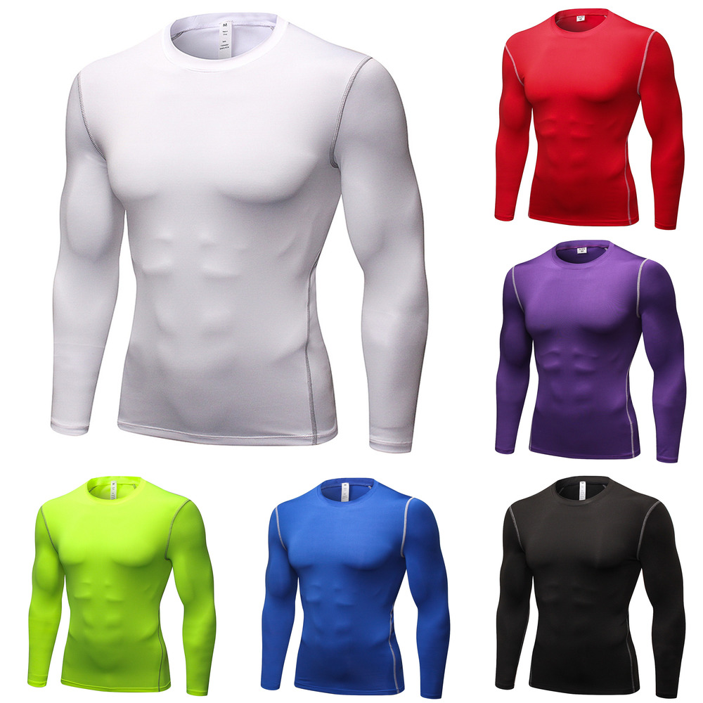 Mens Compression Under Base Layer Top Long Sleeve Tights Sports Quick ...