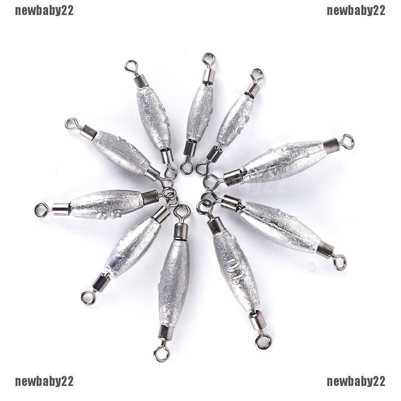 NBY 10Pcs Fishing Lead Sinker Swivels Rolling Lead Counterweight Tackle ...