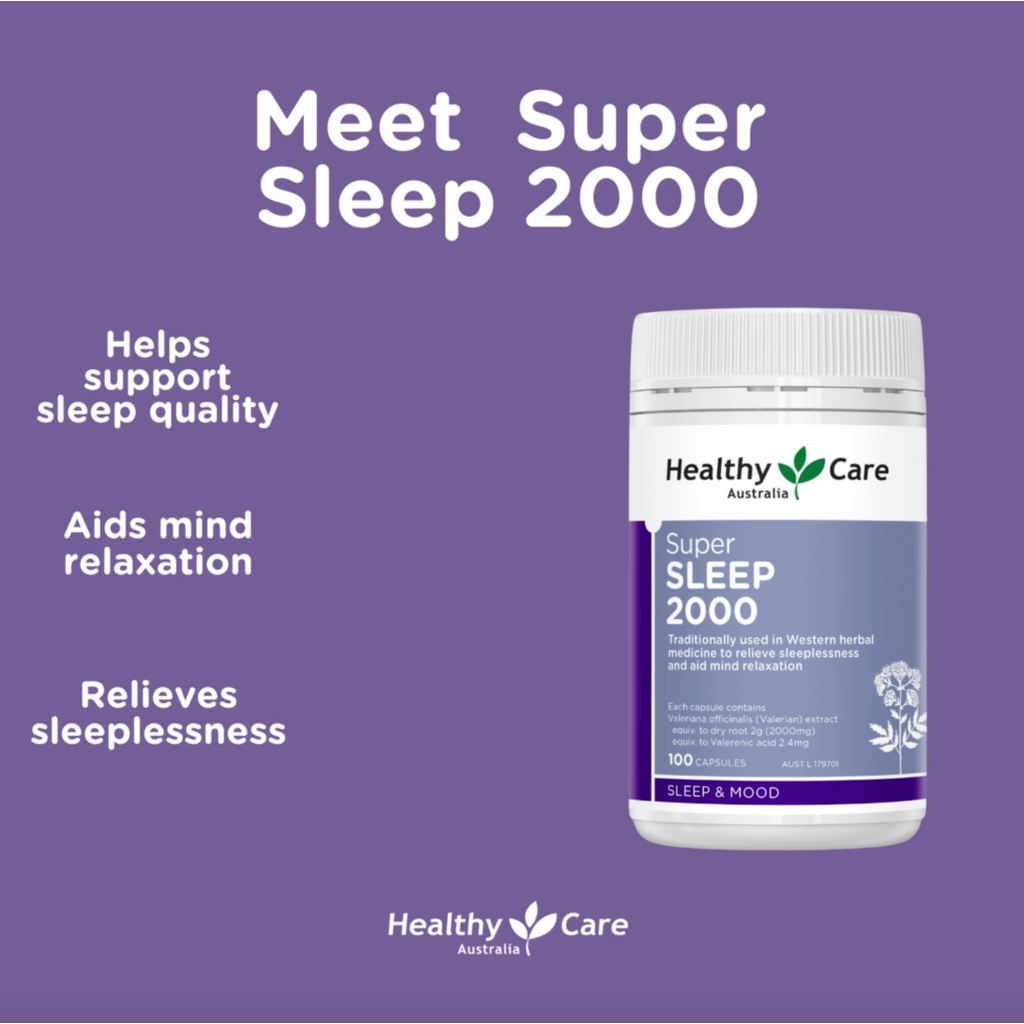 Healthy Care Super Sleep (Valerian 2000mg) 100 Capsules / เฮลท์ตี้ แคร์ ...