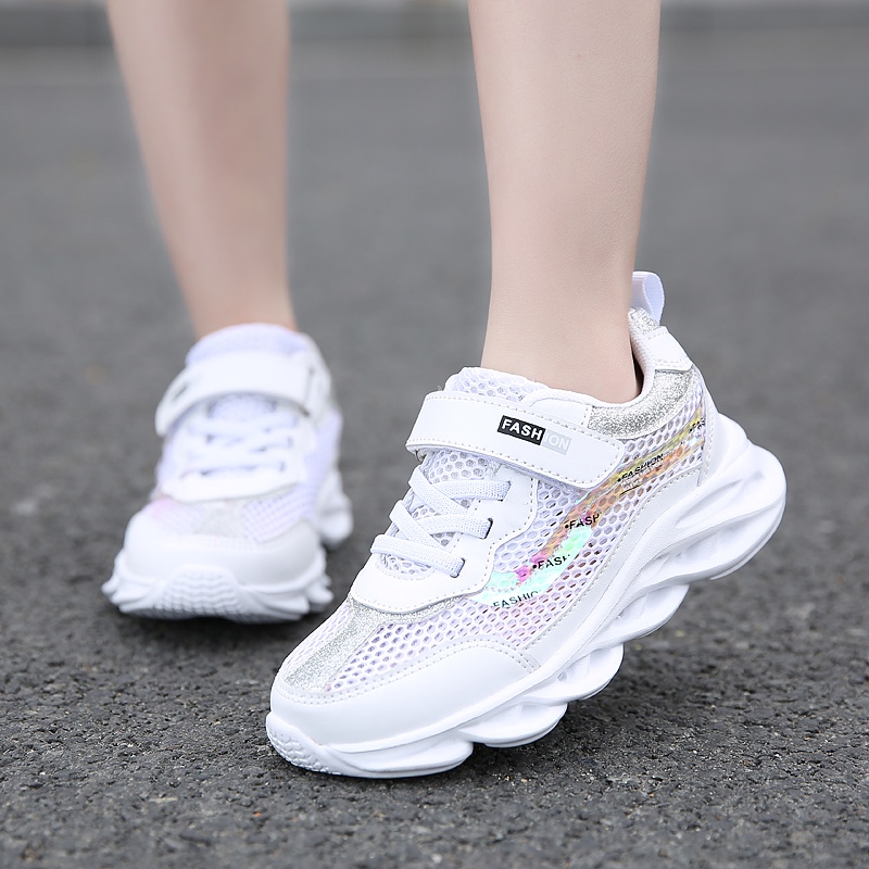 หลังการขาย2022 Summer Girls Shoes Mesh Breathable White Casual Sneakers ...