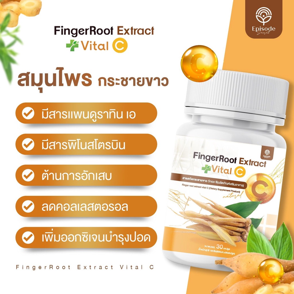สารสกัดกระชายขาวผสมวิตามินซี (จัดส่งฟรี..มีของแถม) FingerRoot Extract ...