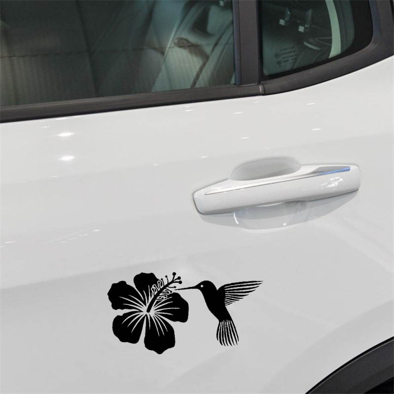 Car Stickers Beautiful Hummingbird And Flower Natural Beautiful Vinyl ...