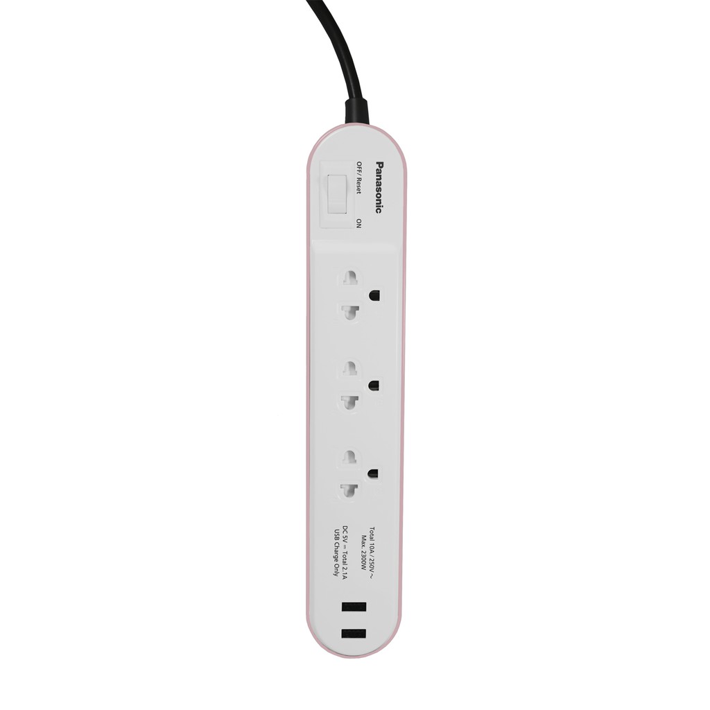 ปลั๊กไฟ Panasonic รุ่น POWER STRIP PANASONIC 3 SOCKETS 2USB 2M มี มอก. ...