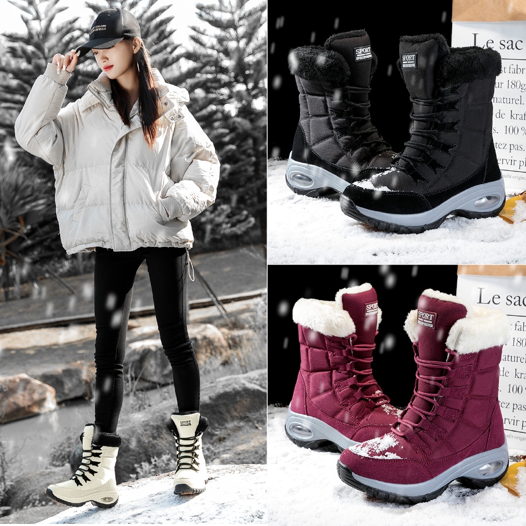 รองเท้าบู๊ทส์ผ้าฝ้ายป้องกันหิมะทนทานสําหรับผู้หญิง - jsh_jh_kj.th ...