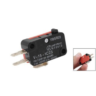 5 pcs black and red plastic metal V-15-1C25 15A 1 / 2HP 125 / 250VAC 0 ...