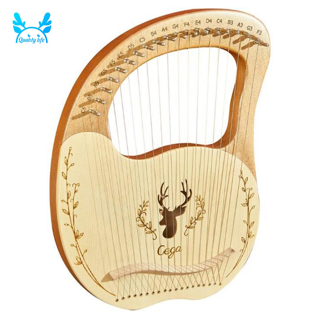 Cega Lyre Harp , 19 สายสตริงไม้เนื้อแข็งเหมาะกับการพกพา Lyre 19 ...