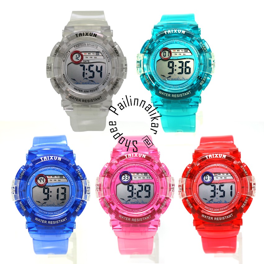 TAIXUN Watch : A นาฬิกาข้อมือผู้หญิงและเด็ก ทรงกลม ตัวเรือนพลาสติกใส ...
