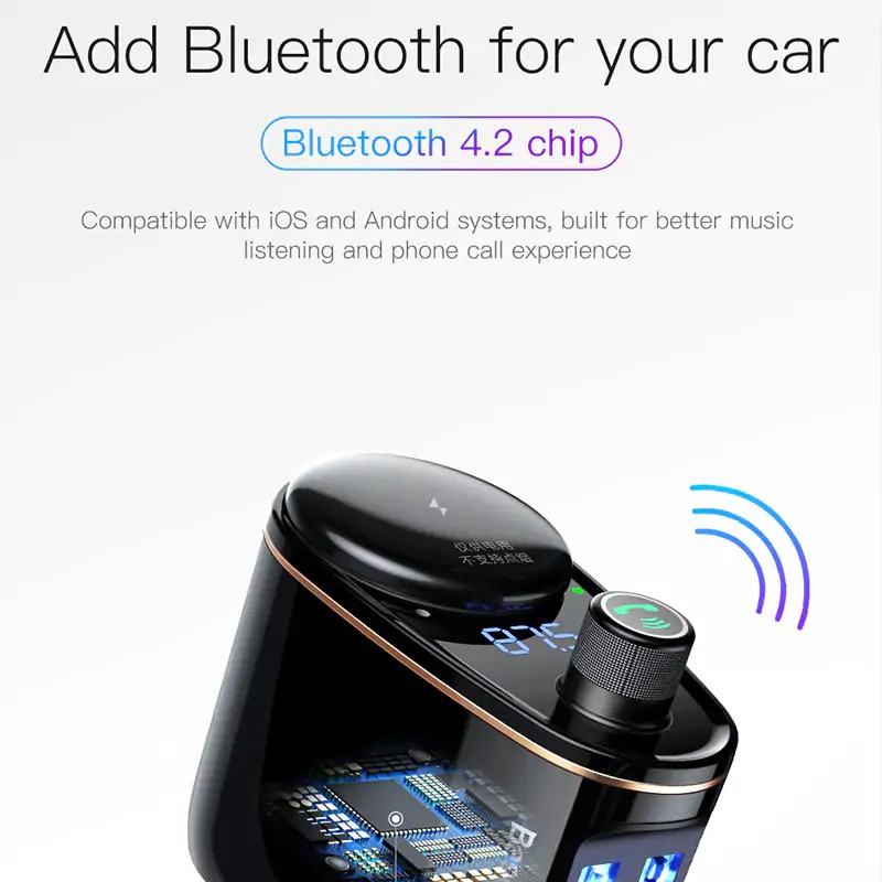 Baseus 3.4A Dual USB Car Charger CCALL-RH01 Bluetooth FM Transmitter ...