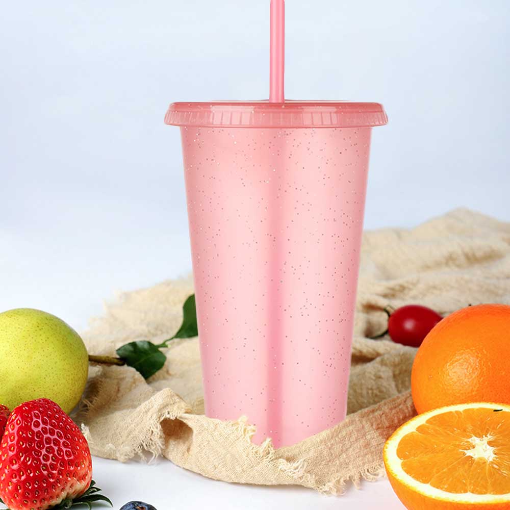 Ynatural Flash Powder Shiny Reusable Plastic Water Bottle Cold Cup With ...