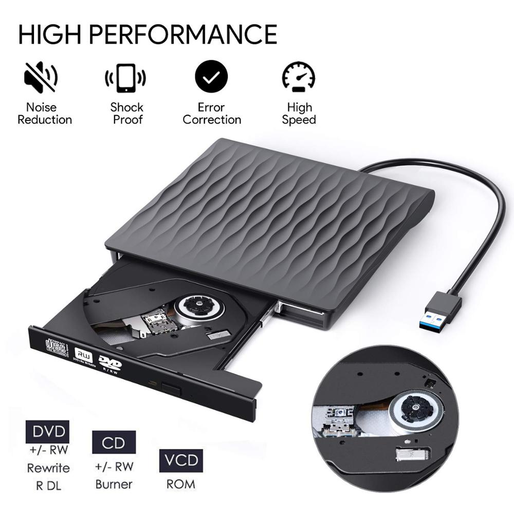 External CD DVD Drive USB 3.0 Type C Portable Ultra Slim CD DVD ...