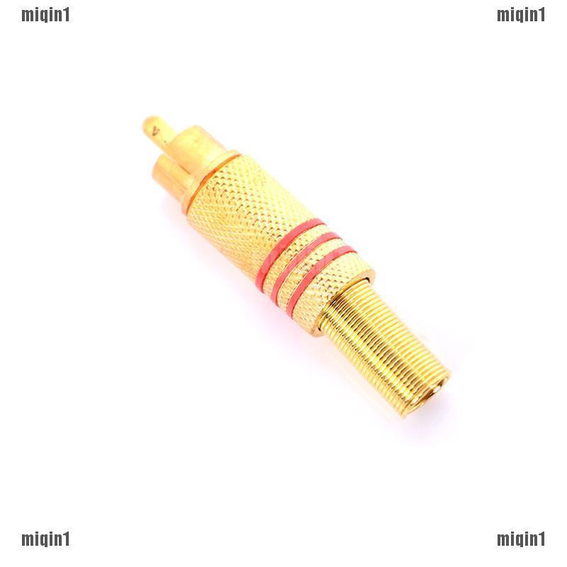 MQ 1th 2 ชิ้น ชุด Gold Plated RCA Phono Male Plug Solder Audio Video Cable อะแดปเตอร์เชื่อมต่อ ...