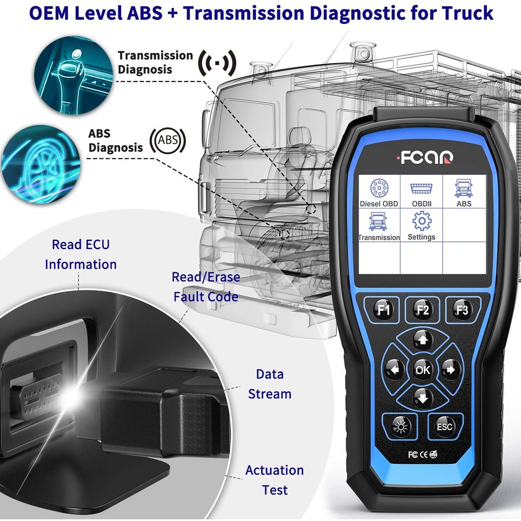 Fcar F507 Heavy Duty Obd2 เครื่องมือสแกนเนอร์วิเคราะห์รถยนต์ 2 In 1 Abs ...