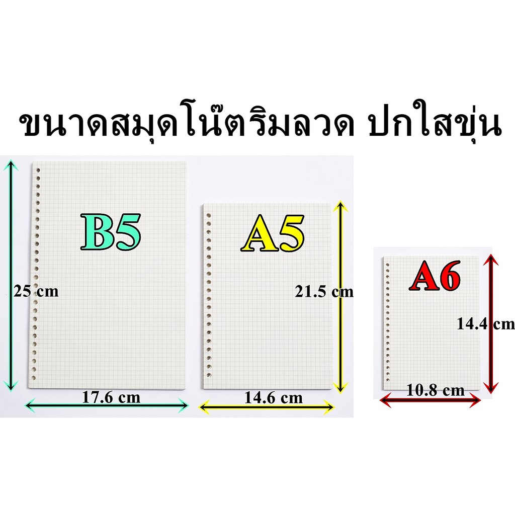 มาใหม่สมุดโน๊ตริมลวด ขนาด B5 ปกใสขุ่น ลายตาราง มีเส้น ไม่มีเส้น จุดไข่ปลา สมุดสันห่วงสไตล์เกาหลี ...