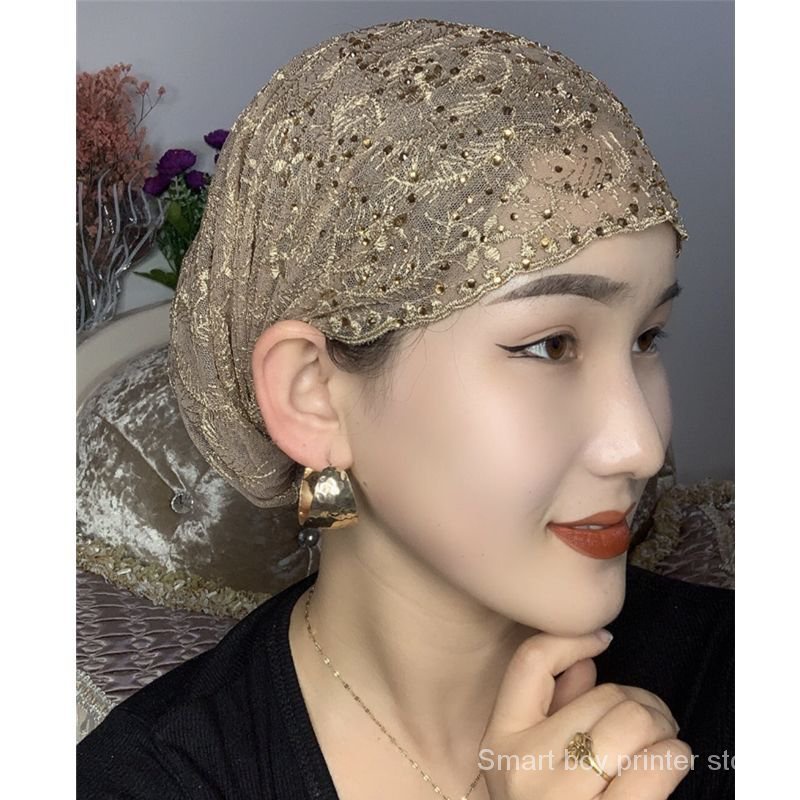 Muslin Scarf New Hui Hat Feather Embroidered Rhinestone Hat Tam-O ...