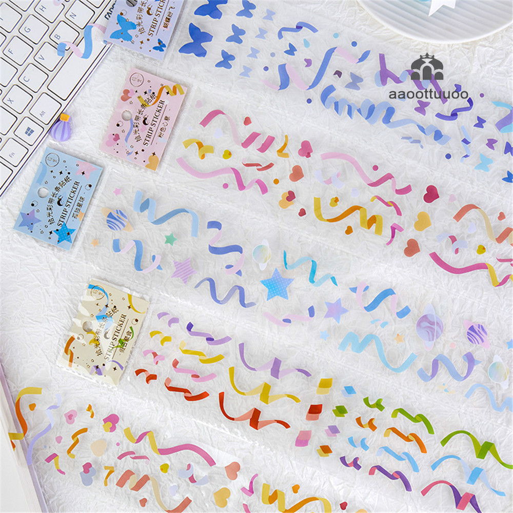 1Pcs Ribbon Series Long Strip Stickers Ribbon Photo Album Decoration ...
