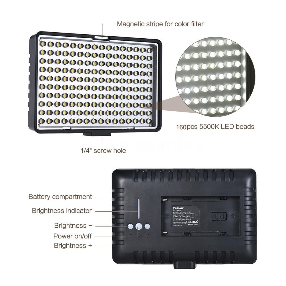 TL-160 Professional Mono-Color Temperature Dimmable LED Video Light ...