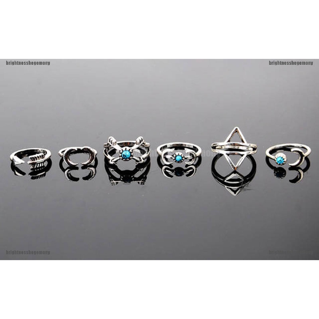 BMTH Women Turquoise Arrow Moon Statement Mini Rings Set Factoryoutlet adore ...