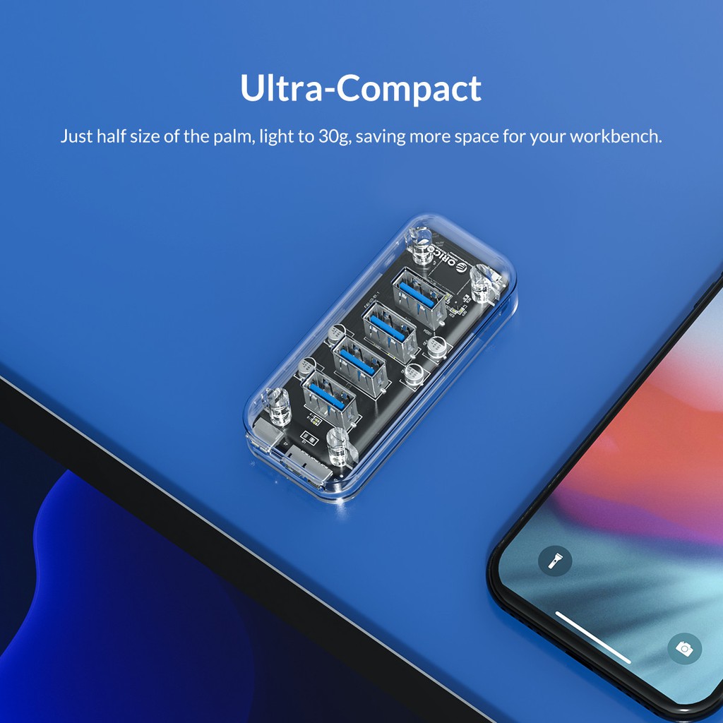 จุด ORICO Desktop Clear USB 3.0 Hub 4 Ports 5 Gbps ความเร็วสูงสำหรับ ...