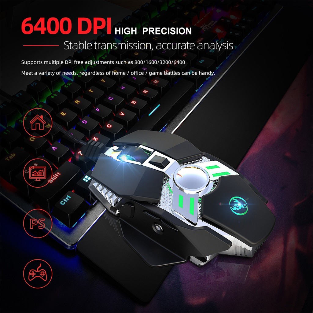 Mechanical Define the game USB Wired 6400DPI Adjustable Gaming Mouse Mice For PC *leiter ...