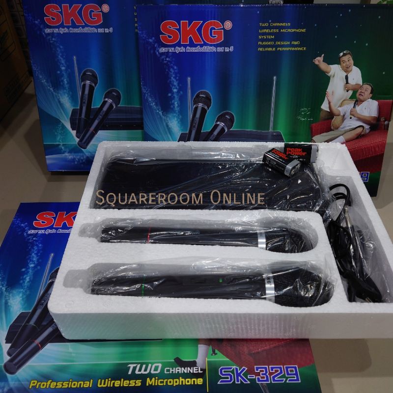 SKG ไมโครโฟนไร้สาย ไมค์ลอยคู่ พร้อมเครื่องรับสัญญาณ รุ่น SK-329 - linciilinn - ThaiPick
