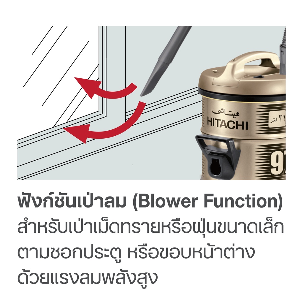 Hitachi เครื่องดูดฝุ่น ชนิดถังเก็บฝุ่น Drum รุ่น CV-930F 1600 วัตต์ สี ...