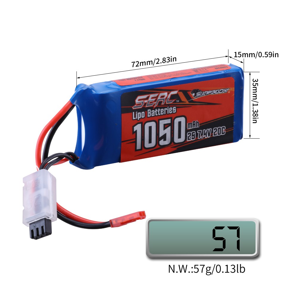 RC ส่งวันนี้ แบตเตอรี่ลิโพ แบตลิโพ 2S(2เซล) 7.4V 1050mAh 20C Lipo Battery แบตเตอรี่ Fpv ...