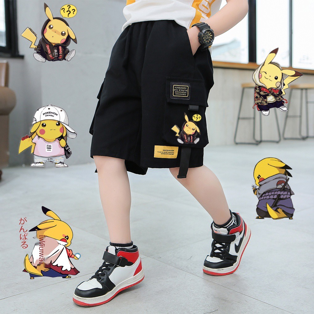 2021 New Kids Pants Spring / Summer Boys Pikachu Workwear กางเกงลำลอง ...
