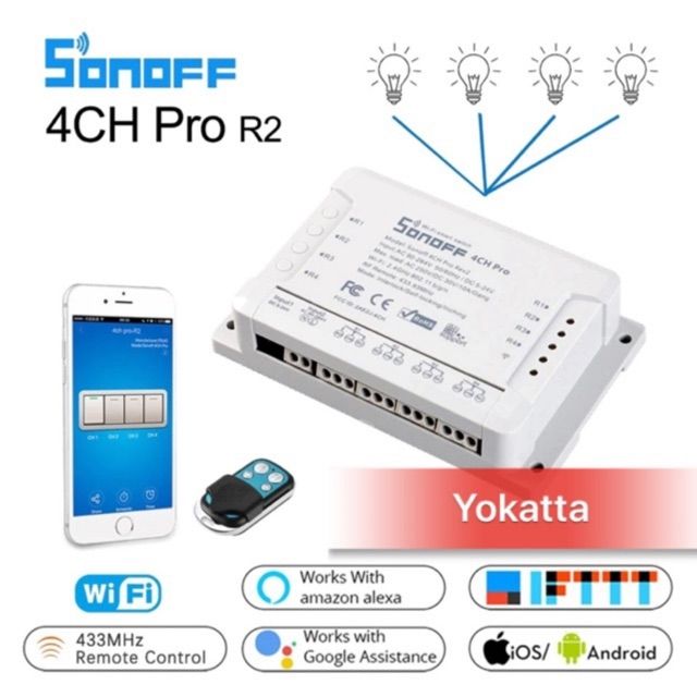 Sonoff 4CH Pro R2 R3 Ewelink สั่งงานผ่านมือถือ รีโมท RF 433 ...