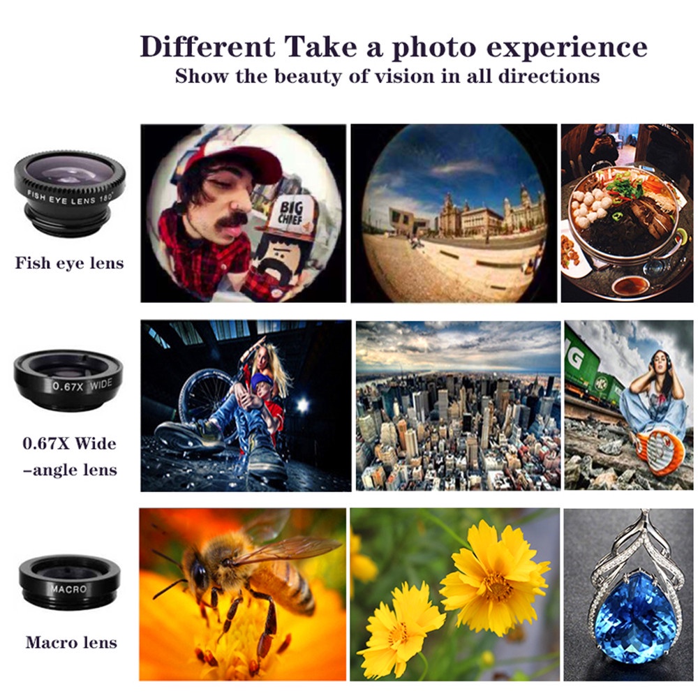 ┋Phone lens Fisheye 0.67x Wide Angle Zoom lens fish eye 6x macro lenses ...