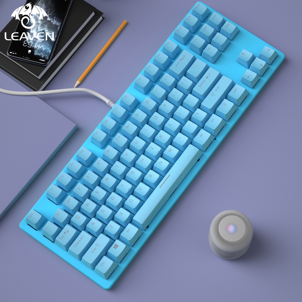 Hot Sale LEAVEN K550 87keys mechanical keyboard gaming แป้นพิมพ์มีไฟ ...