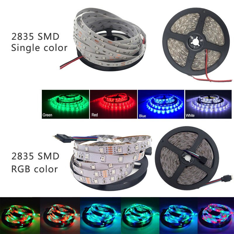 Kefeng DC 12V 2835 สายไฟ LED 60 ดวง 5 ม. ยืดหยุ่น สีขาวอบอุ่น สีขาว สีแดง สีฟ้า สีเขียว สีเหลือง ...