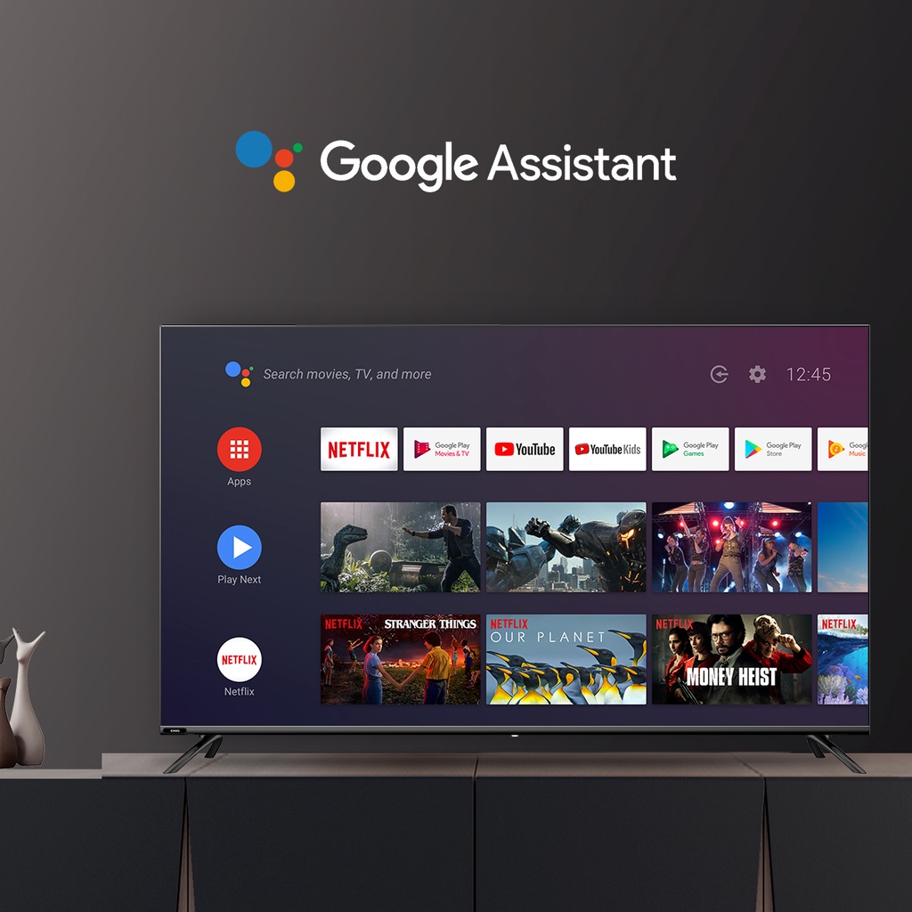CHiQ Android TV ทีว U55G7N 55 นิ้ว ดีไซน์ไร้ขอบ 4K สมาร์ททีวี UHD HDR10 ...