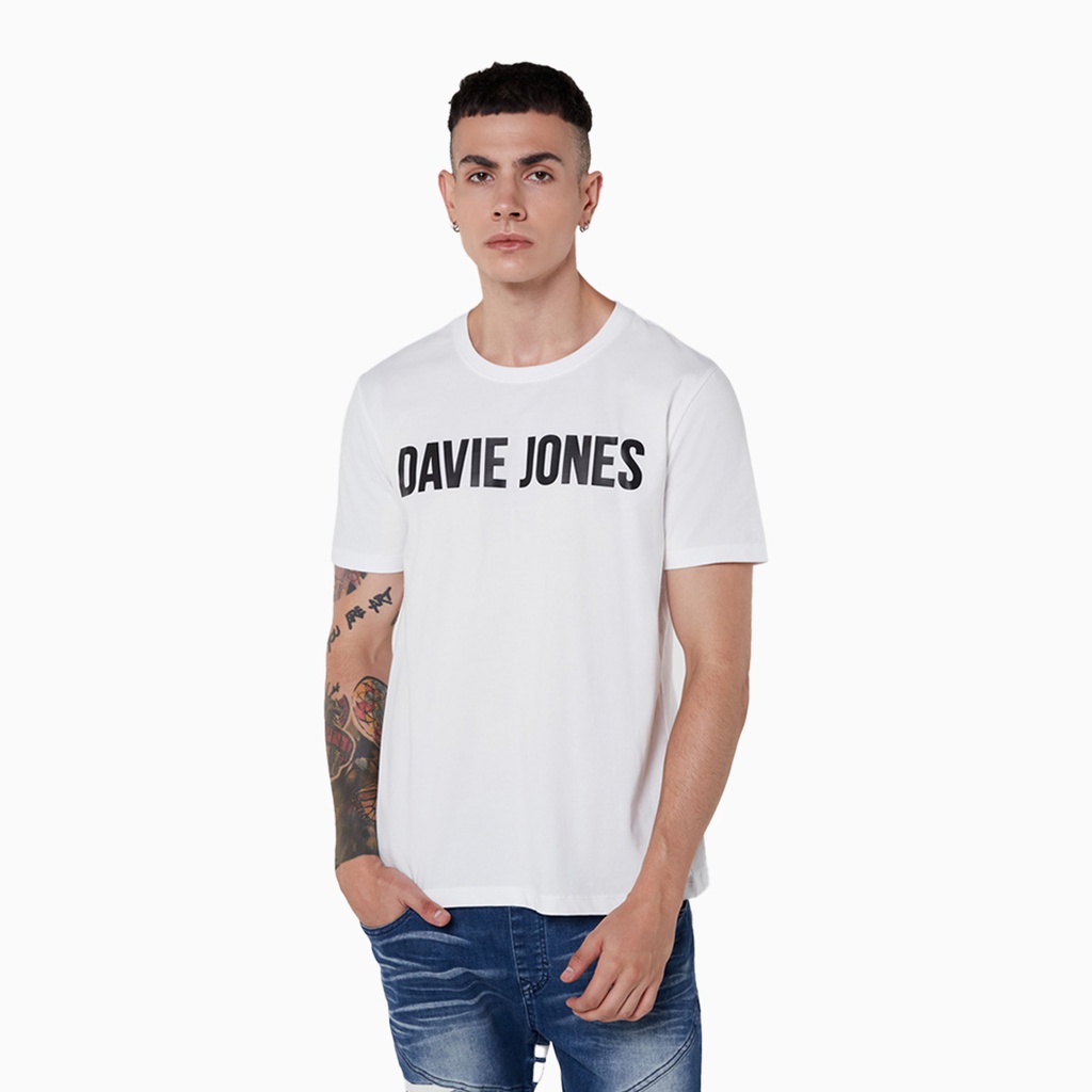 DAVIE JONES เสื้อยืด โลโก้ สีขาว White Logo T-Shirt LG0031WH - davie ...