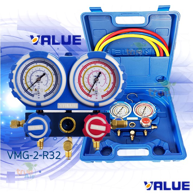 เกจวัดน้ำยาแอร์ VALUE รุ่น VMG-2-R32/กล่องเครื่องมือ สำหรับน้ำยา R32 ...