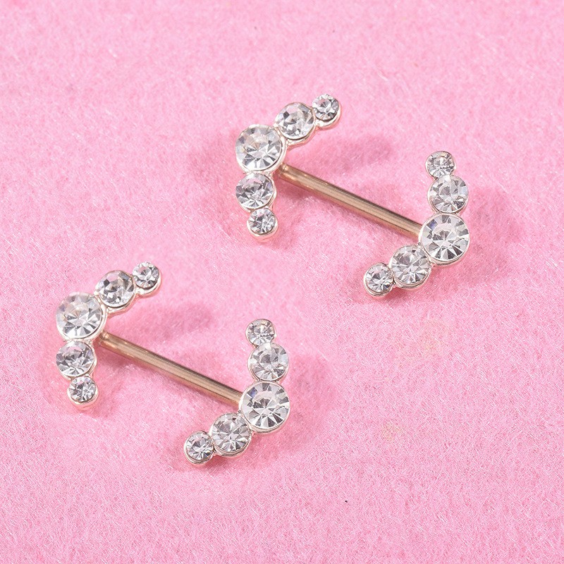 LFTH 2PCS Women Stainless Steel Crystal Shields Bars Nipple Piercing ...