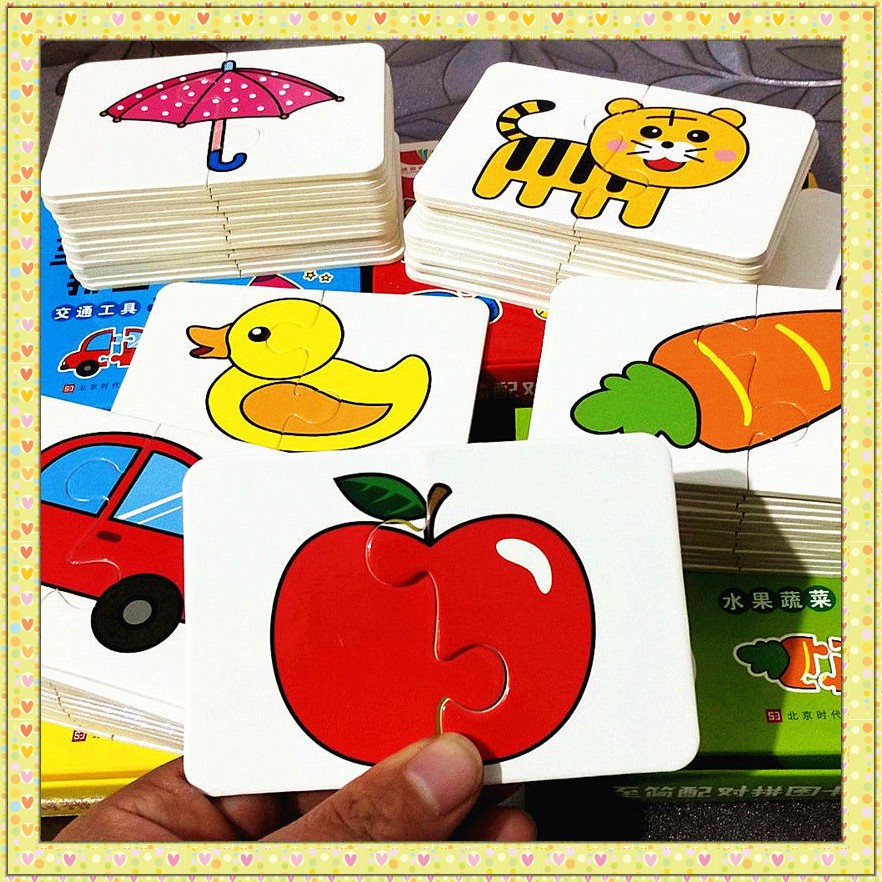 Toddler Matching Puzzle Card 1-2-3 Years Old 2 Two Pieces Simple Parent ...