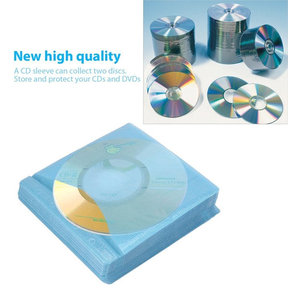 100Pcs CD DVD Double Sided Cover Storage Case PP Bag Sleeve Envelope ...