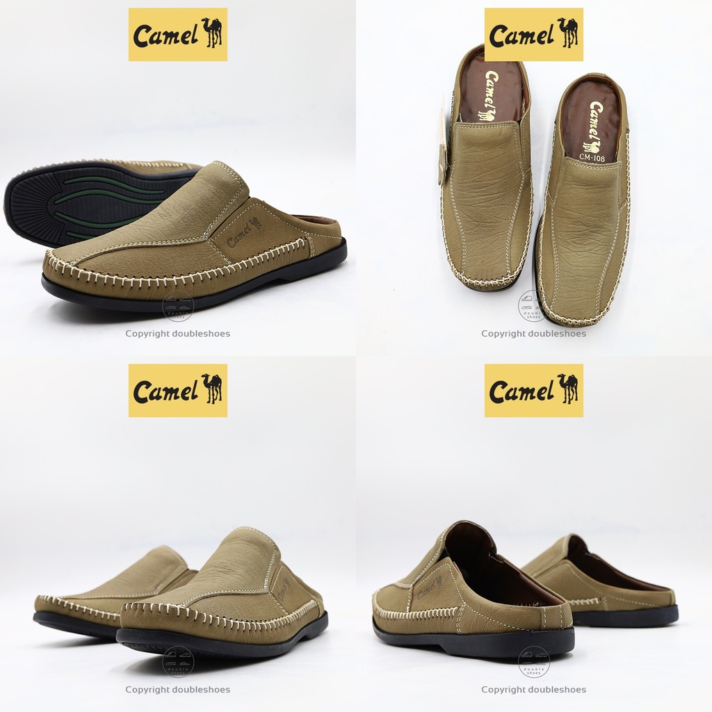 Camel รองเท้าคัทชูเปิดส้น หนังแท้ หนังลายช้าง พื้นนุ่ม เย็บพื้น รุ่น CM108 ไซส์ 40-45 ...