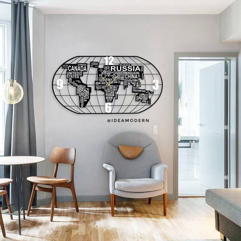 นาฬิกาแผนที่แขวนผนัง World Wide Clock แบบสำเร็จ ไม่ต้องประกอบ ...
