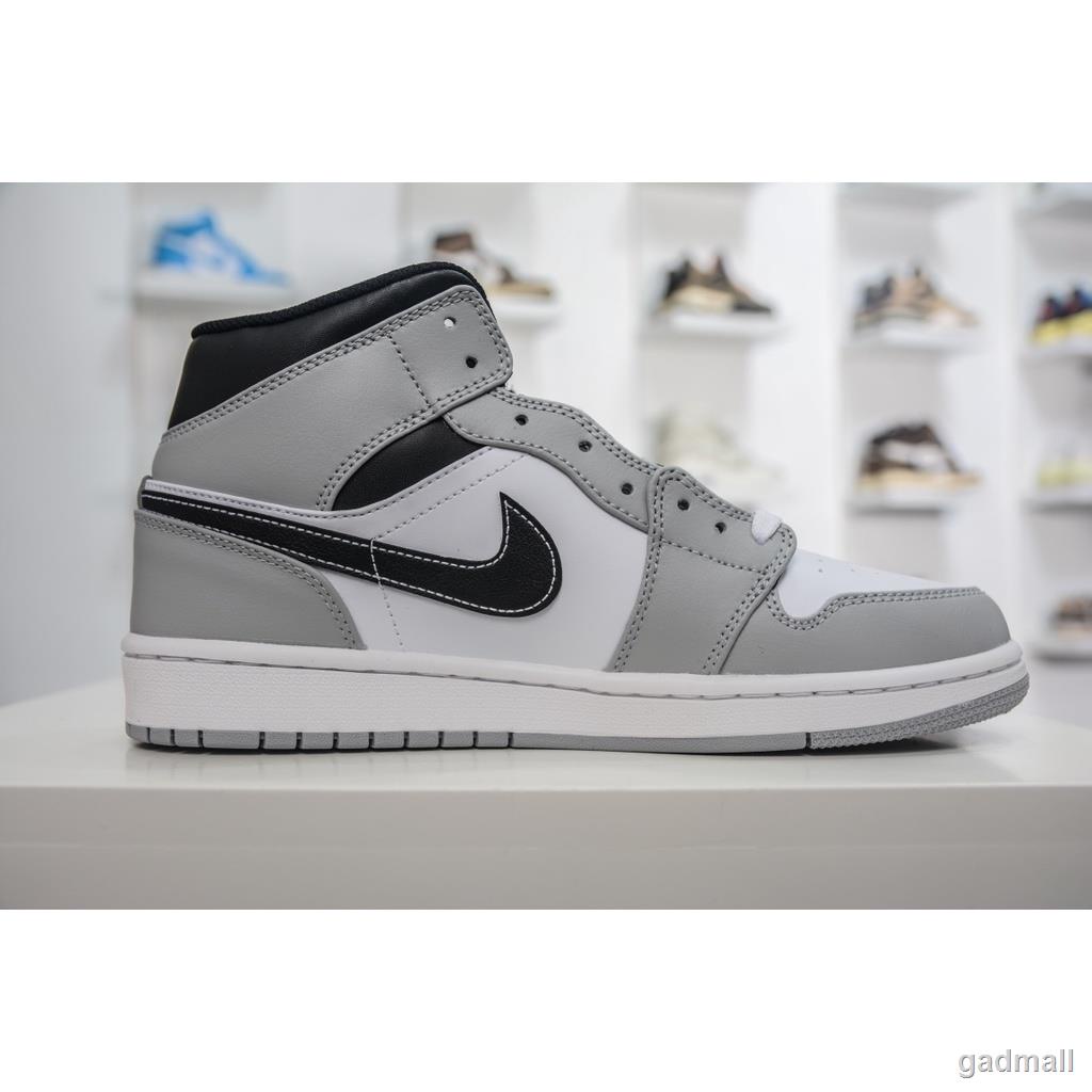God Version Nike Air Jordan 1 AJ1 Mid Light Smoke Grey Casual High Top ...