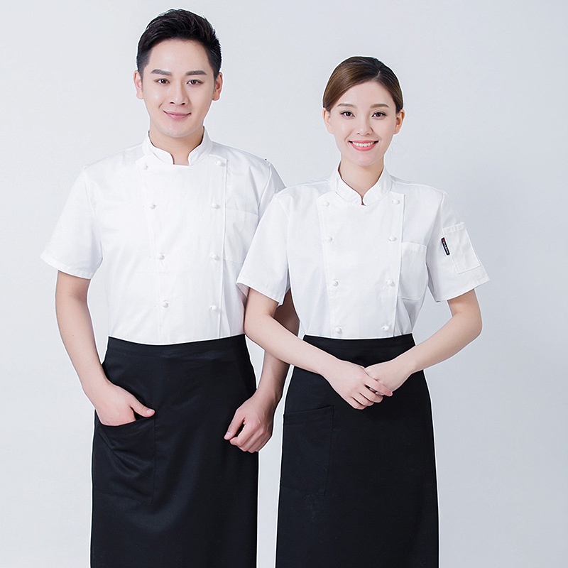 Chefs Clothes Half-Sleeved Men Women Western Restaurant Summer Catering ...