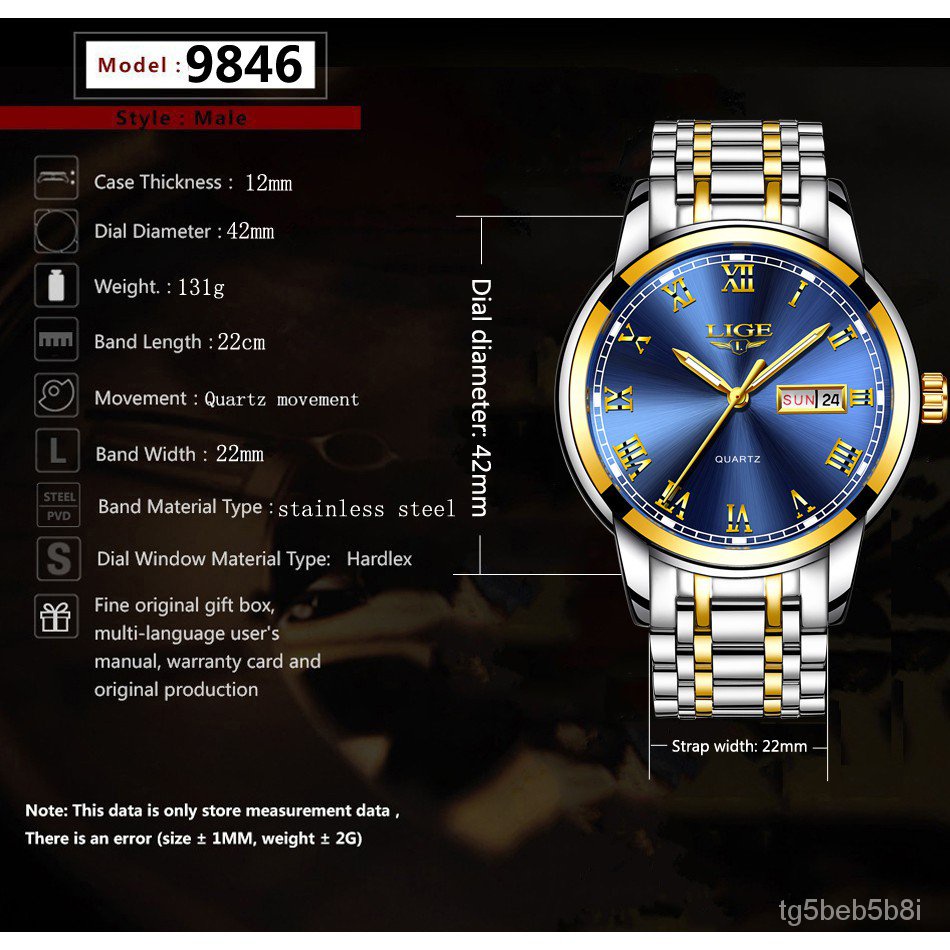 Fashion Full Steel Watch Men Analog Quartz Waterproof Watch968uih H05F ...