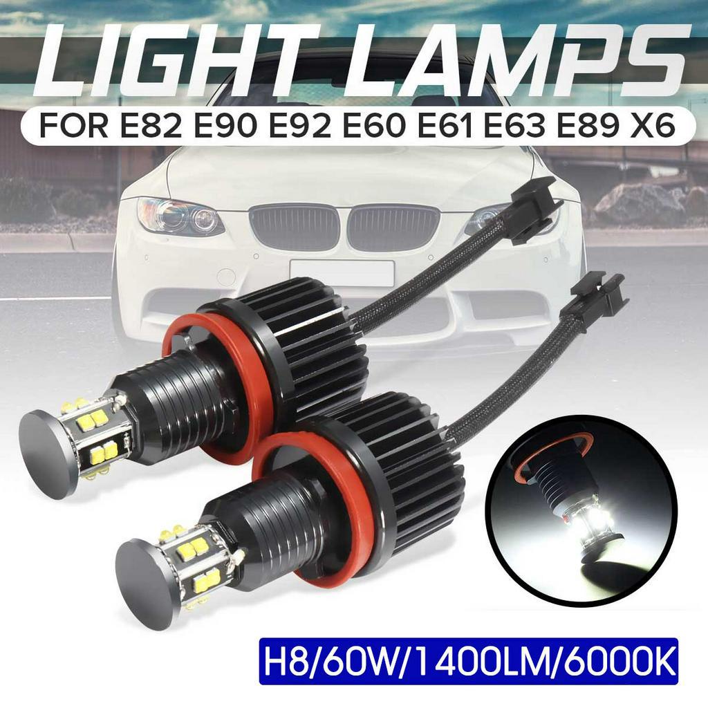 2X120W H8 LED Angel Eye Ha1o แหวนทำเครื่องหมาย Light หลอดไฟสำหรับ BMW E90 E91 E60 X6 Xhy0 ...