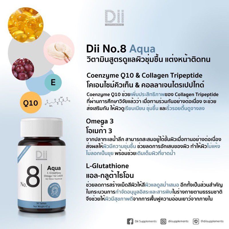 แท้Dii No.8 Aqua ดีไอไอ เอ คิว (ผิวละเอียด ชุ่มชื้น แต่งหน้าติดทน) 30 ...