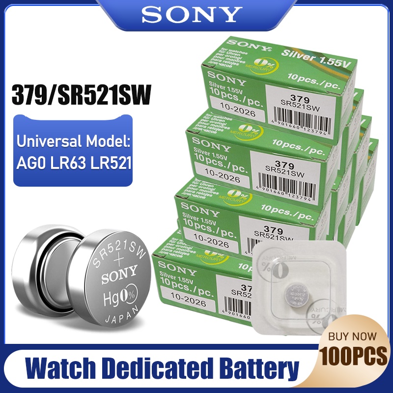 100PCS Original Sony 379 SR521SW AG0 D379 SR63 LR63 V379 1.55V Silver ...