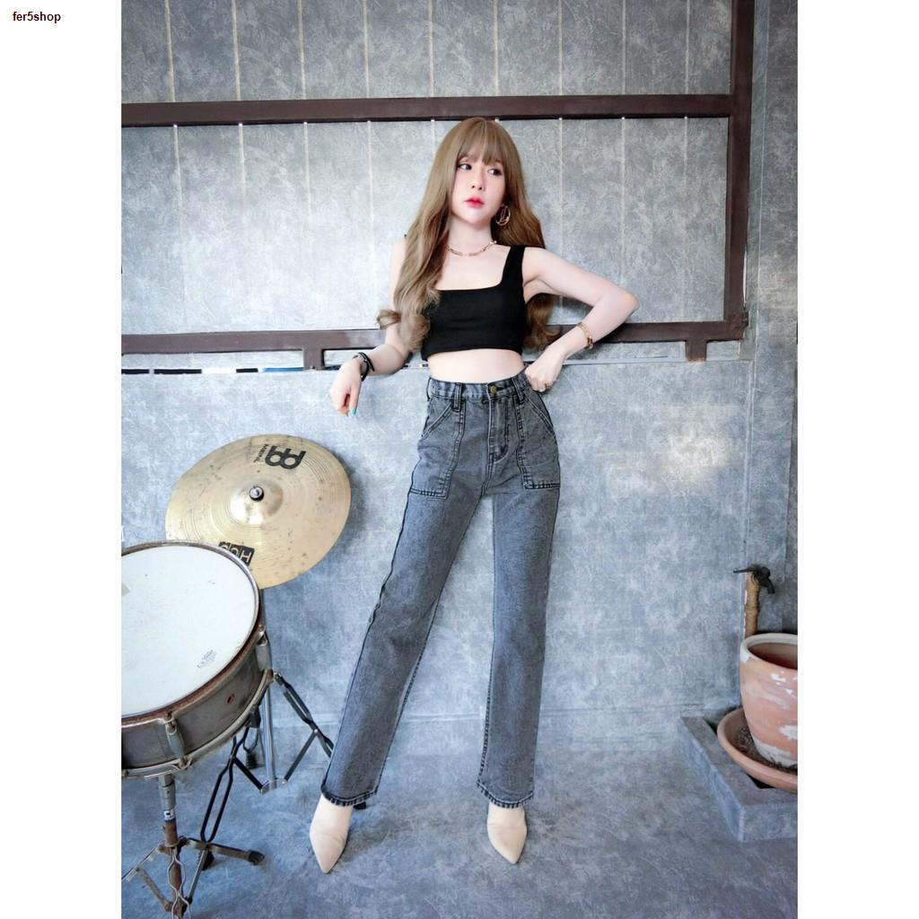 จัดส่งทันทีCc jeans 019 XXL กางเกงยีนส์ผู้หญิง ทรงกระบอก เอวสูง แต่ง ...